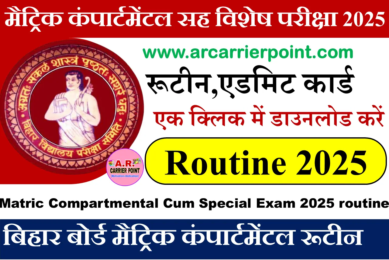 Matric Compartmental-Cum Special Exam Routine 2025 - A r Carrier Point